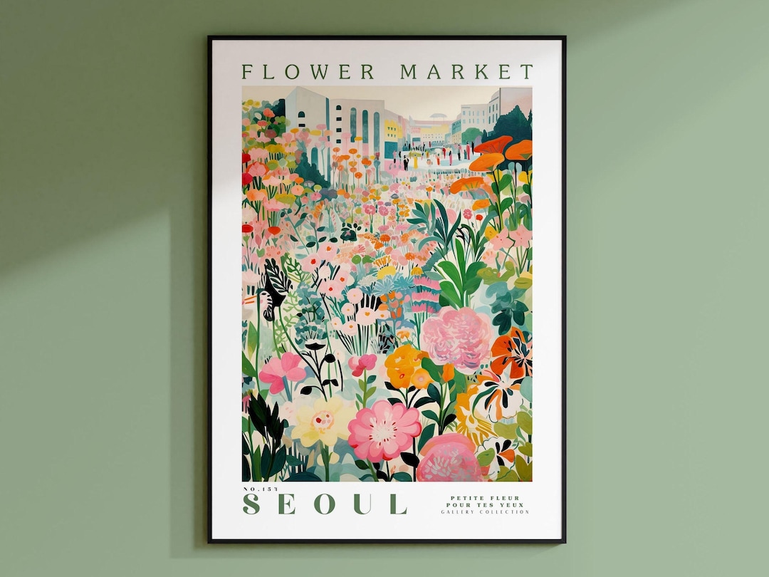 Seoul Flower Market Poster, Floral Illustration, Korea Travel Poster ...