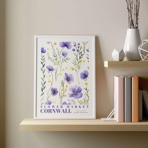 Cornwall Flower Market Print, England Travel Art, Watercolor Framed ...