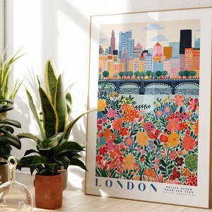 London Flower Market Poster, London Travel Art, London Bridge Poster ...