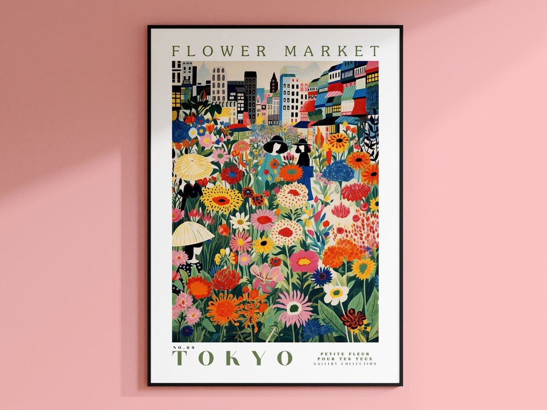 Tokyo Flower Market Poster, Tokyo Floral Art, Japan Travel Poster ...