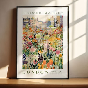 Flower Market London Print, London Travel Art, Large Modern Poster ...