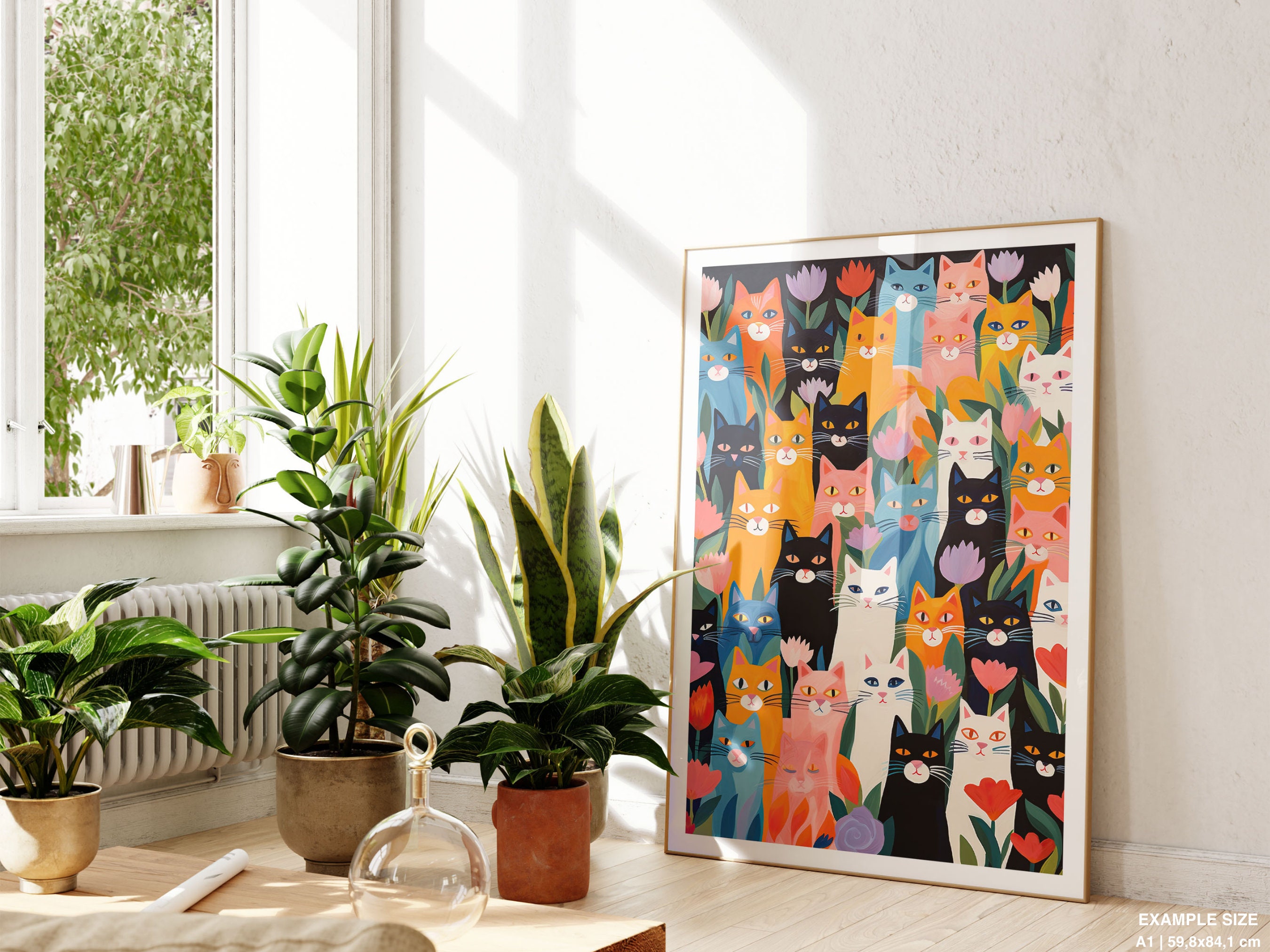 Art for Pet Lovers Cat Wall Art Cozy Cat Decor Cute Animal - Etsy