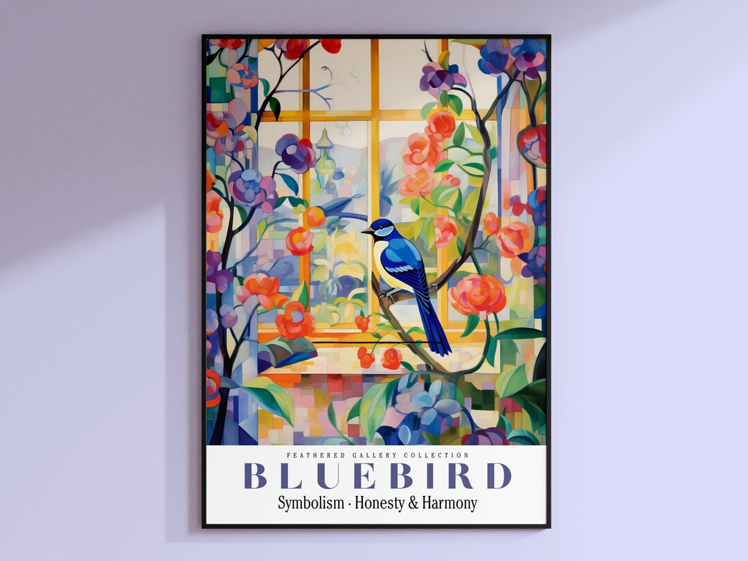 Bluebird Wall Art, Bluebird Painting, Blue Wall Decor, Colorful Birds ...