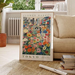 Tokyo Flower Market Poster, Tokyo Floral Art, Japan Travel Poster ...