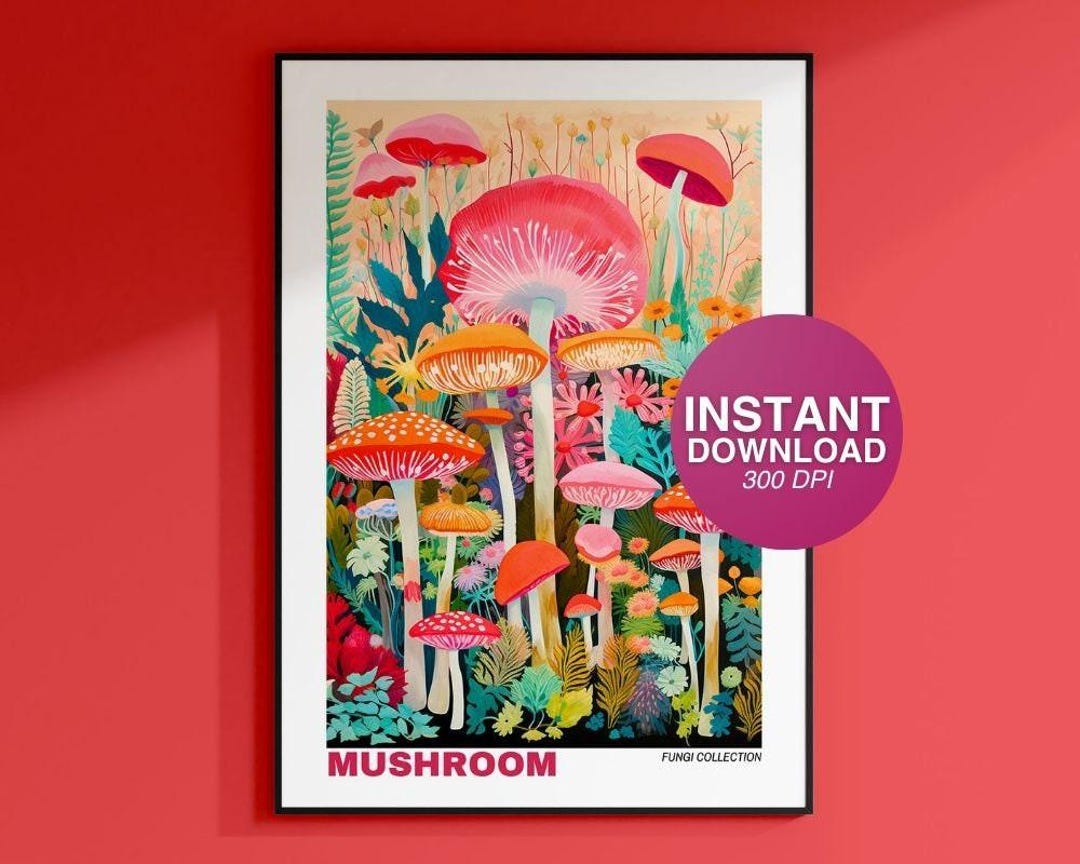 Mushroom Poster, Downloadable Print, Mushroom Prints, Mushroom ...