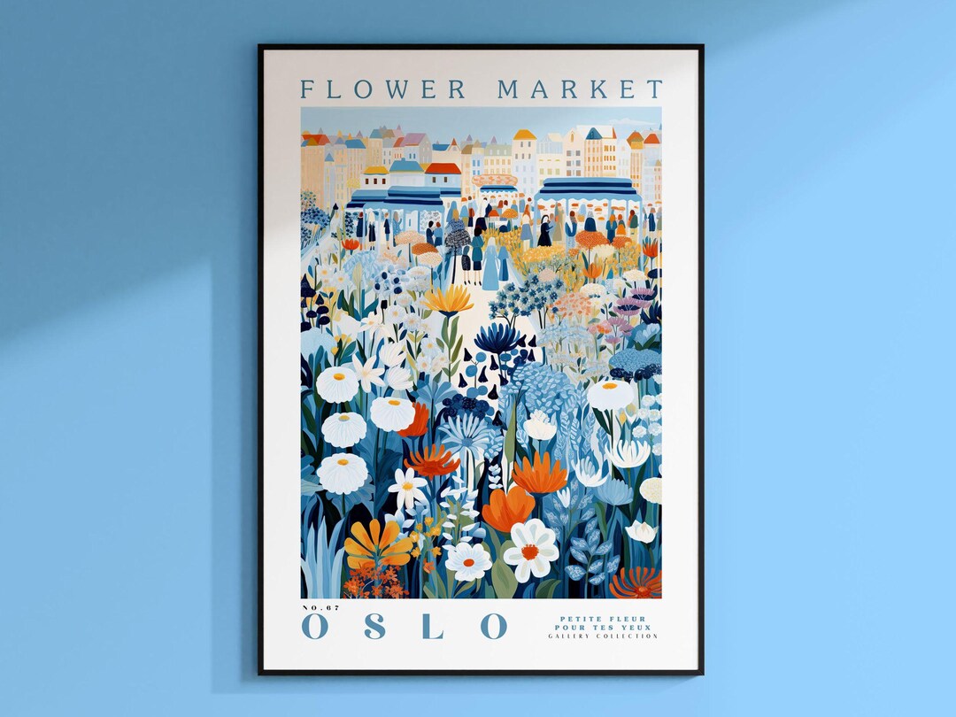 Oslo Flower Market Poster, Norway Travel Art, Large Modern Poster ...