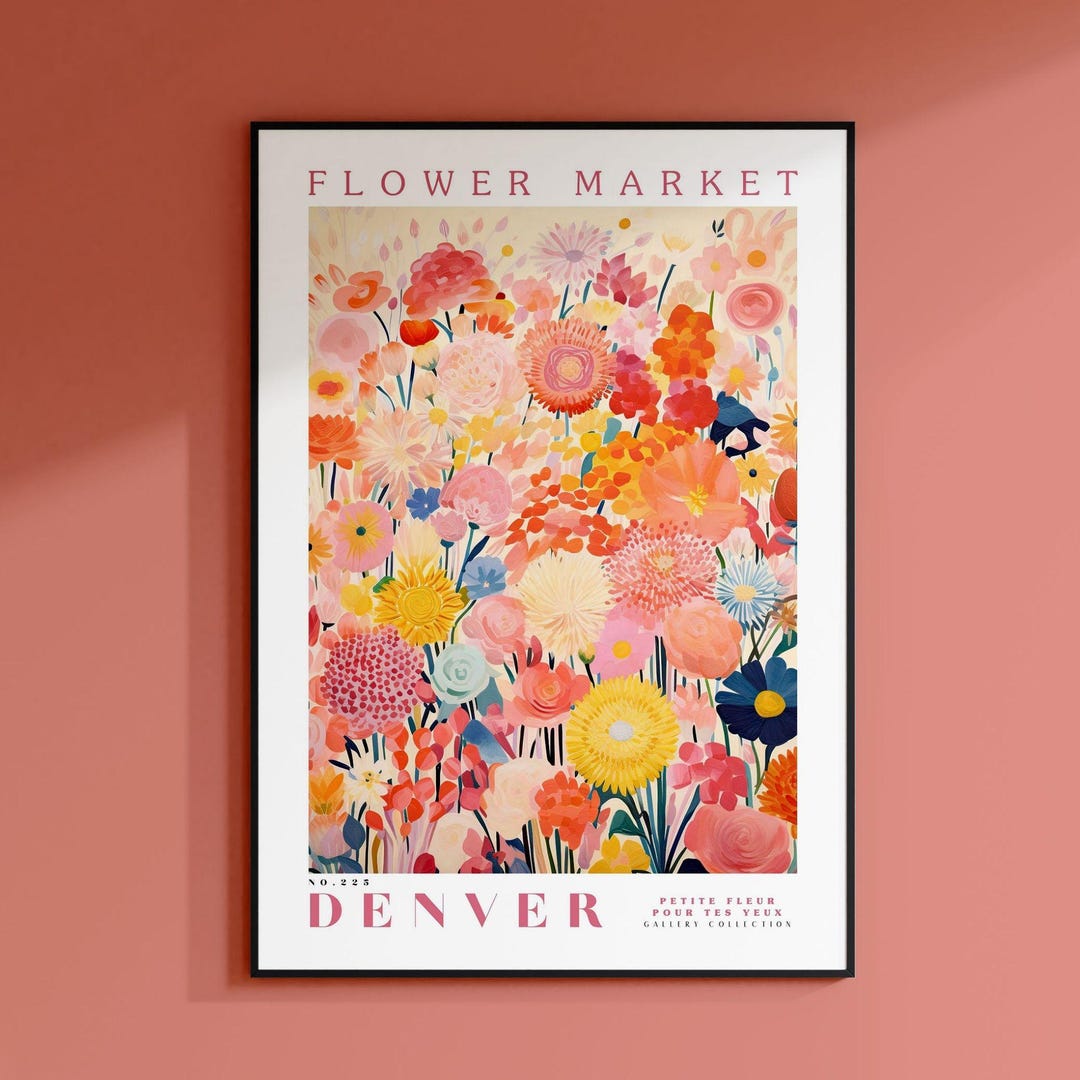 Denver Flower Market Poster, Floral Art, Colorful Wall Art, Floral Wall ...