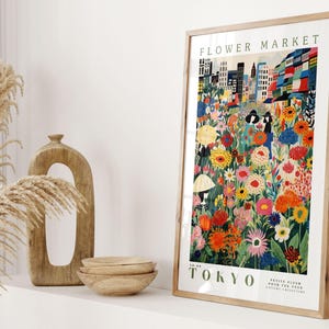 Tokyo Flower Market Poster, Tokyo Floral Art, Japan Travel Poster ...