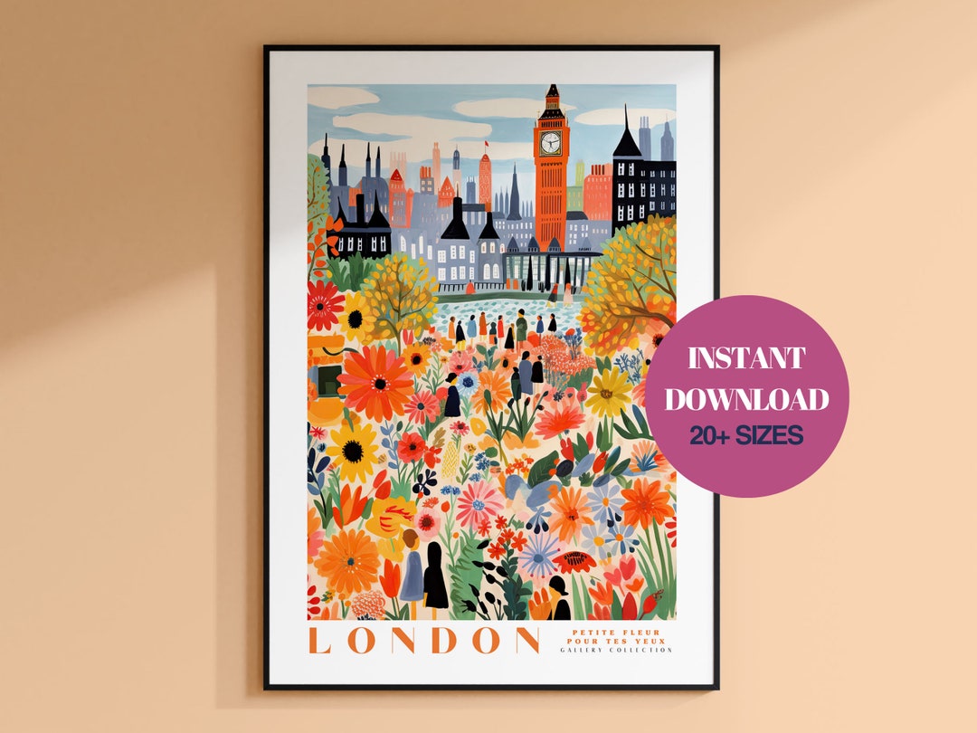 London Flower Market Poster, London Travel Art, Big Ben Print, London ...
