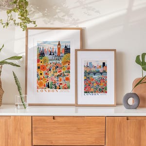 London Flower Market Poster, London Travel Art, London Bridge Poster ...