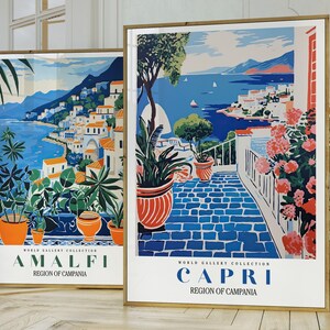 Capri Italy Wall Art, Italy Travel Poster, Blue Capri Beach Print ...