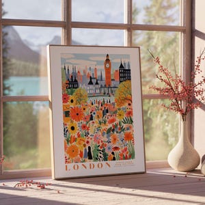 London Flower Market Poster, London Travel Art, Big Ben Print, London ...