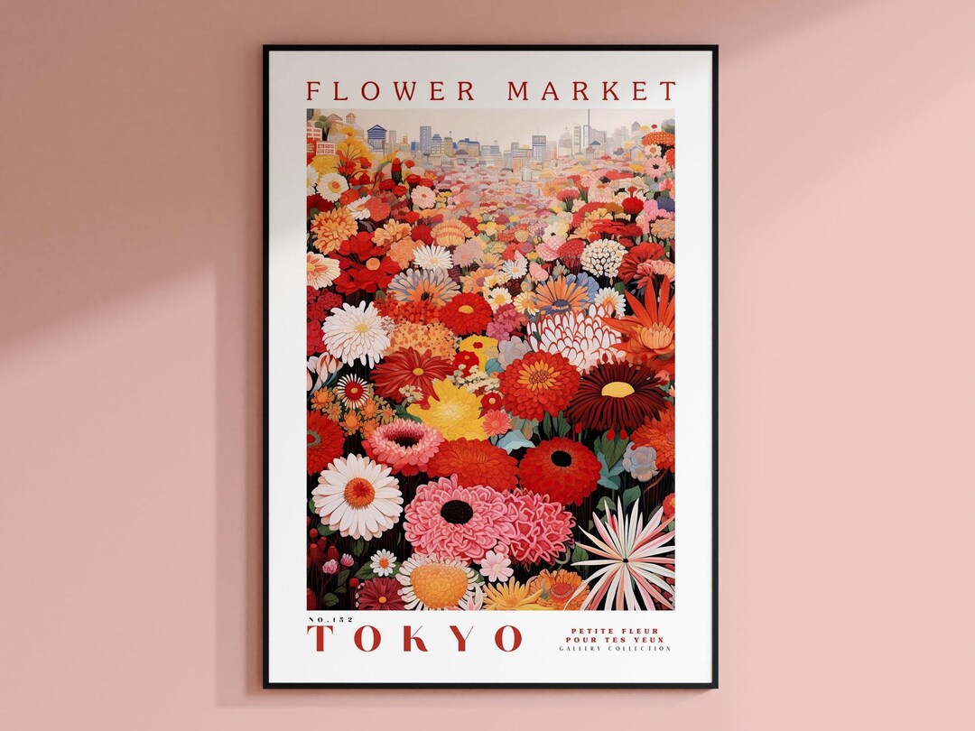 Tokyo Flower Market Poster, Floral Illustration, Tokyo Poster, Trendy ...