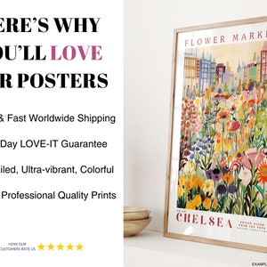 Chelsea Flower Market Print, London Travel Art, Rose, City Skyline ...