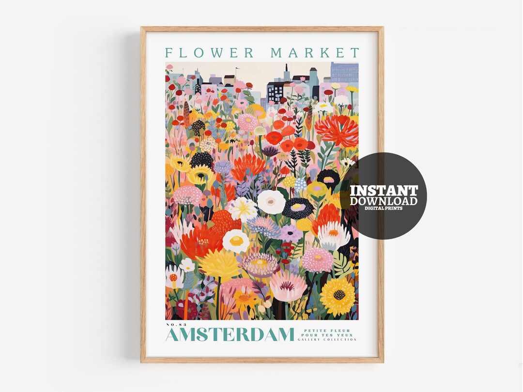 Flower Market Print, Amsterdam Print, Botanical Prints, Digital Prints ...