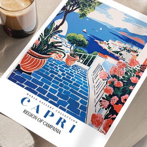 Capri Italy Wall Art, Italy Travel Poster, Blue Capri Beach Print ...