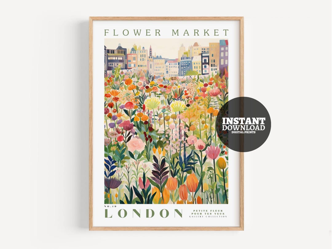 Flower Market Print, London Print, Botanical Prints, Digital Prints ...