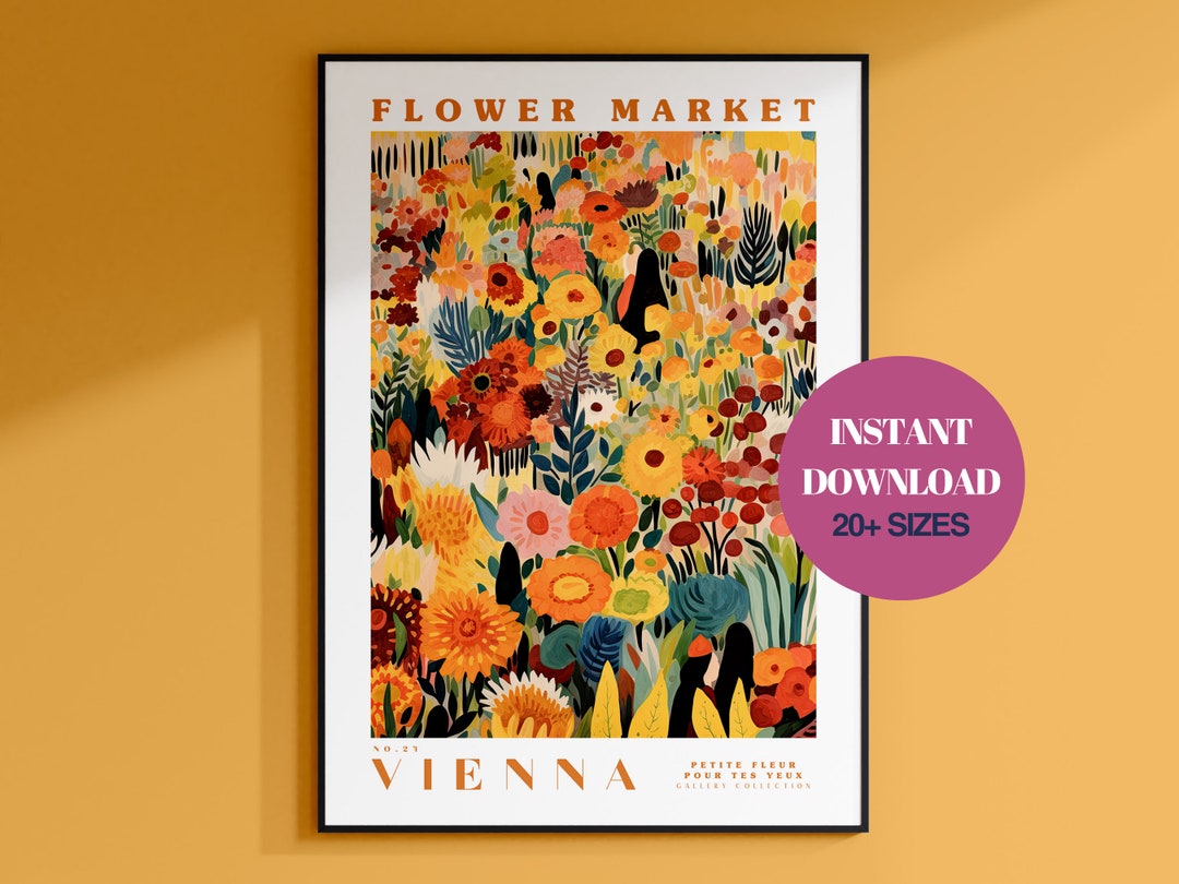 Vienna Flower Market Print, Instant Download, Botanical Wall Art ...