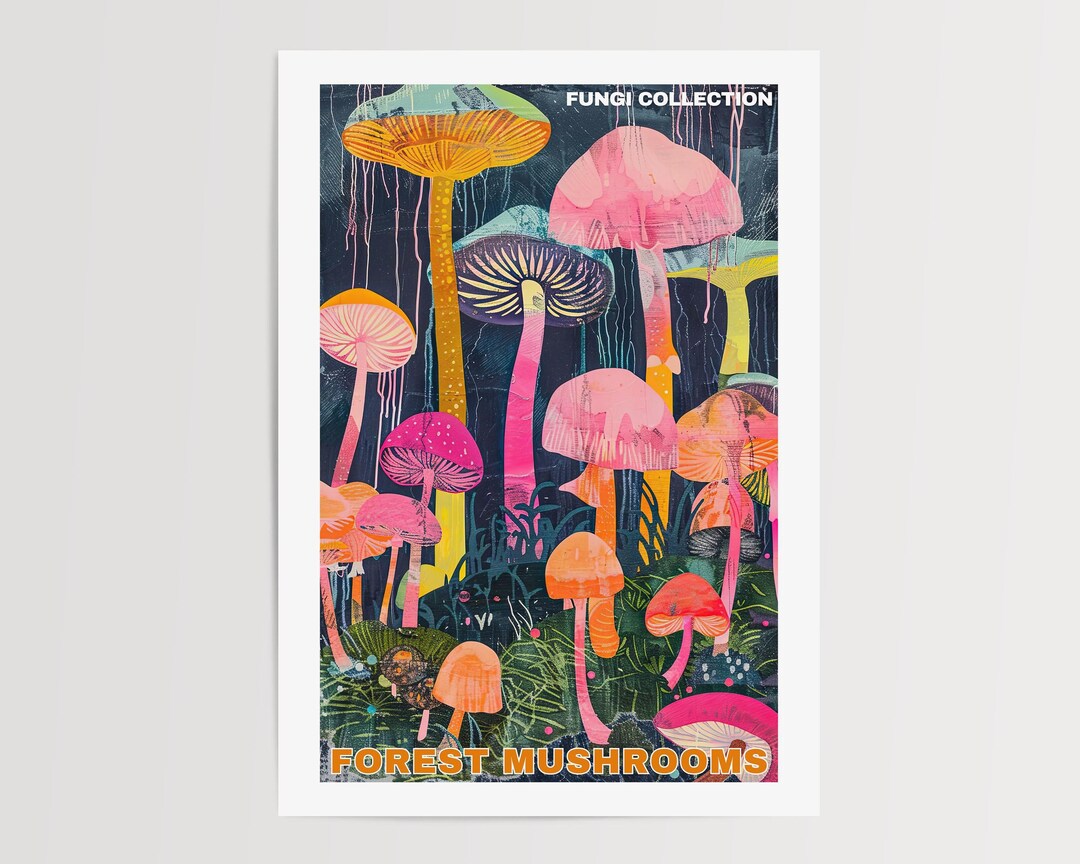 Mushroom Prints, Mushroom Poster, Mushroom Illustrations, Mushroom ...