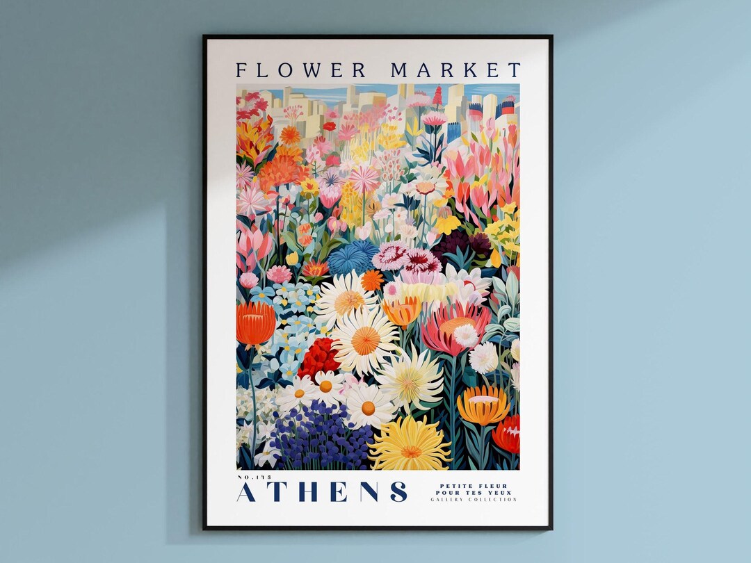 Athens Flower Market Poster, Athens Travel Art, Trendy Wall Art ...