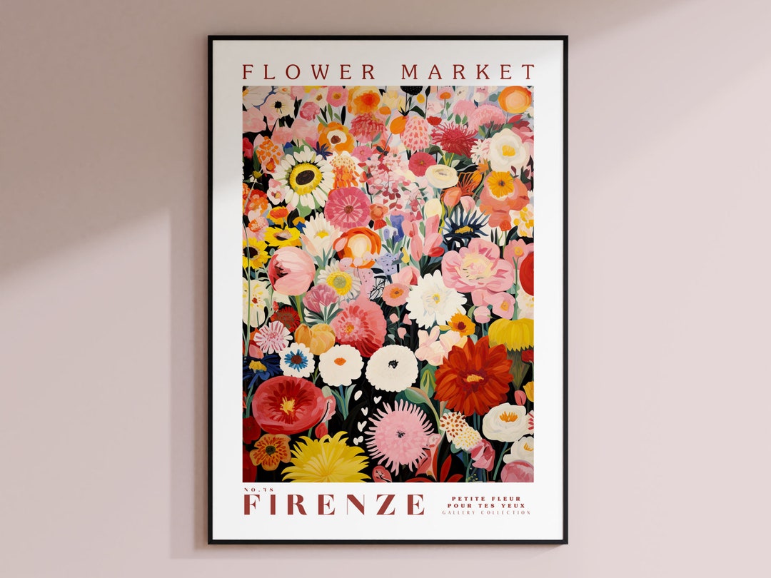 Flower Market Firenze Print, Italy Travel Art, Large Modern Poster ...