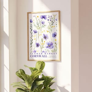 Cornwall Flower Market Print, England Travel Art, Watercolor Framed ...