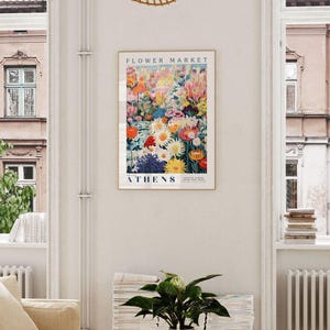 Athens Flower Market Poster, Athens Travel Art, Trendy Wall Art ...