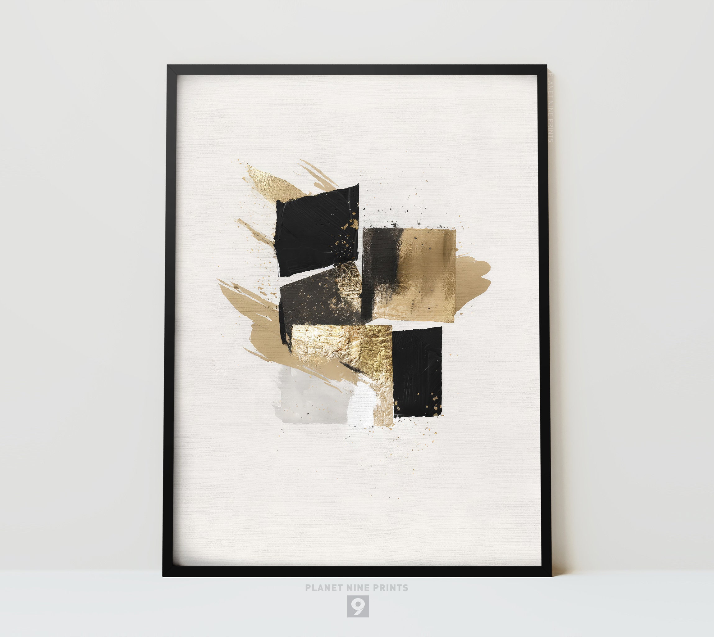 Abstract Gold Black Beige SET of 3 Printable Wall Art Print Neutral ...