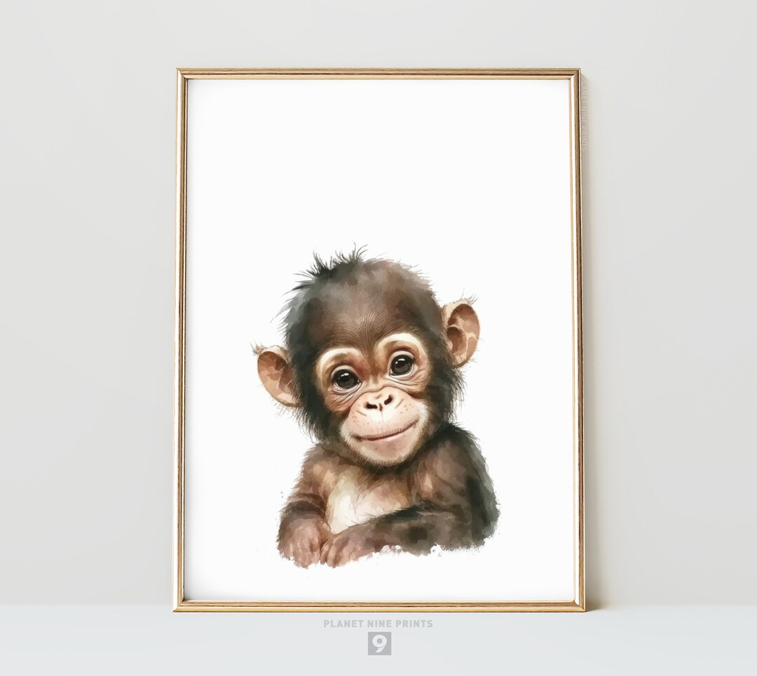 Happy Baby Monkey Wall Print | Laughing Baby Monkey Chimp | Happy ...