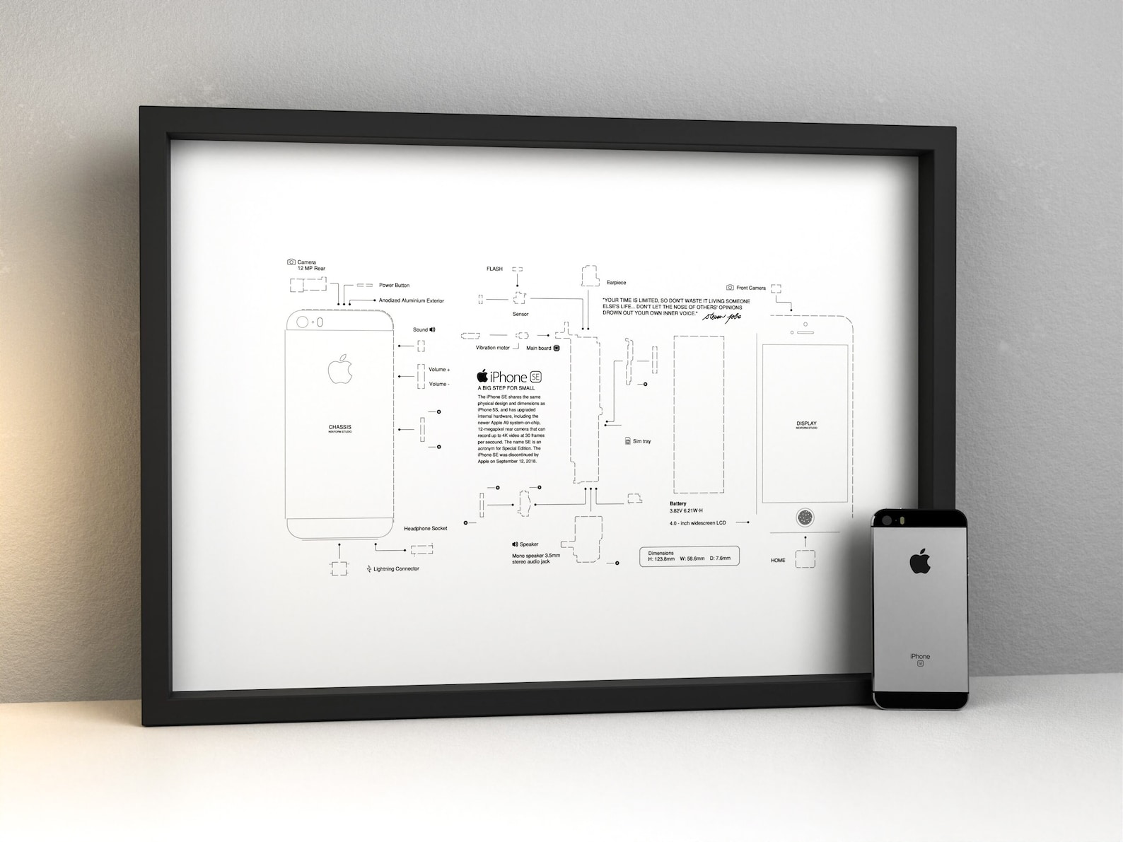 IPhone SE Frame Template, iPhone Teardown, Framed Iphone, iPhone Wall ...