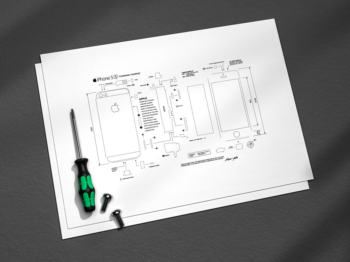 IPhone 5S Teardown Template A3 iPhone Frame Template, Framed Iphone ...