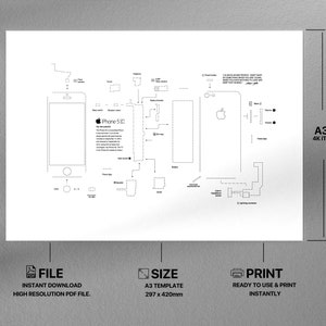 IPhone 5C Teardown Template, iPhone Teardown, Framed Iphone, iPhone ...