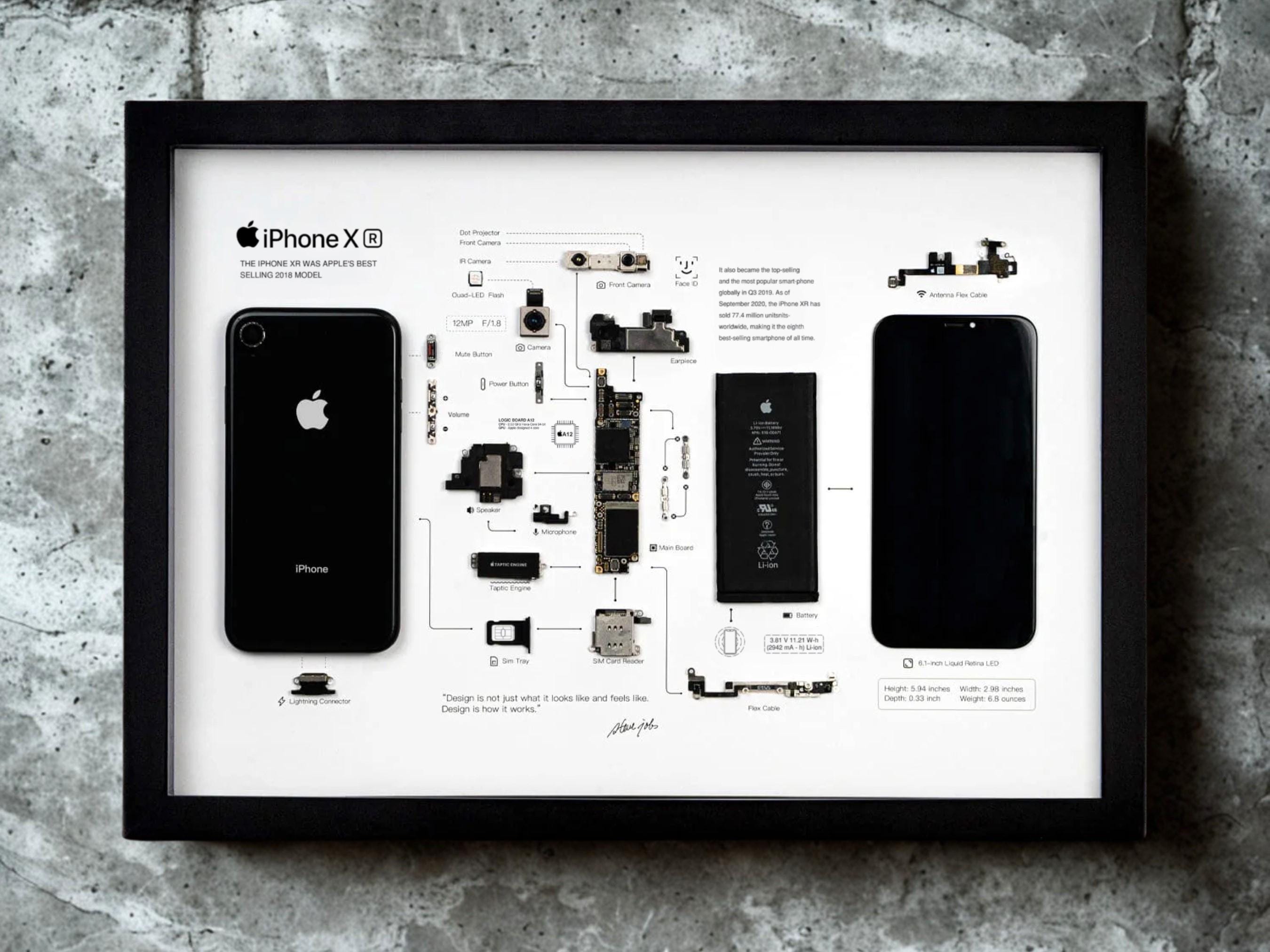 IPhone XR Teardown Template, iPhone Teardown, Framed iPhone XR, iPhone ...