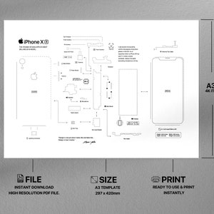 IPhone XR Teardown Template, iPhone Teardown, Framed iPhone XR, iPhone ...