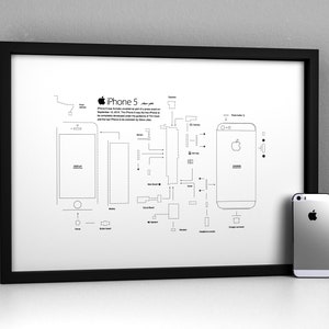 Iphone 5 Teardown Template Iphone Teardown Framed Iphone - Etsy UK