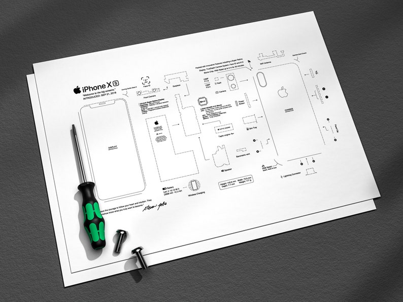 IPhone XS Teardown Template, iPhone Xs Teardown, Framed Iphone, iPhone ...