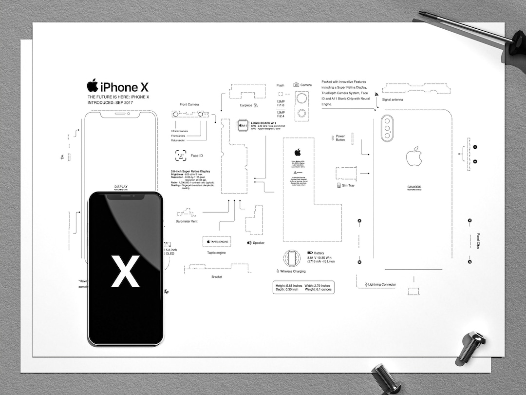 IPhone X Teardown Template, iPhone 10 Teardown, Framed Iphone, iPhone ...