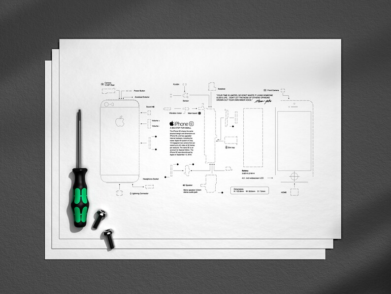 Iphone SE Frame Template Iphone Teardown Framed Iphone - Etsy