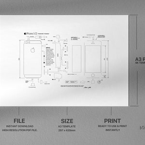 IPhone 5S Teardown Template A3 iPhone Frame Template, Framed Iphone ...