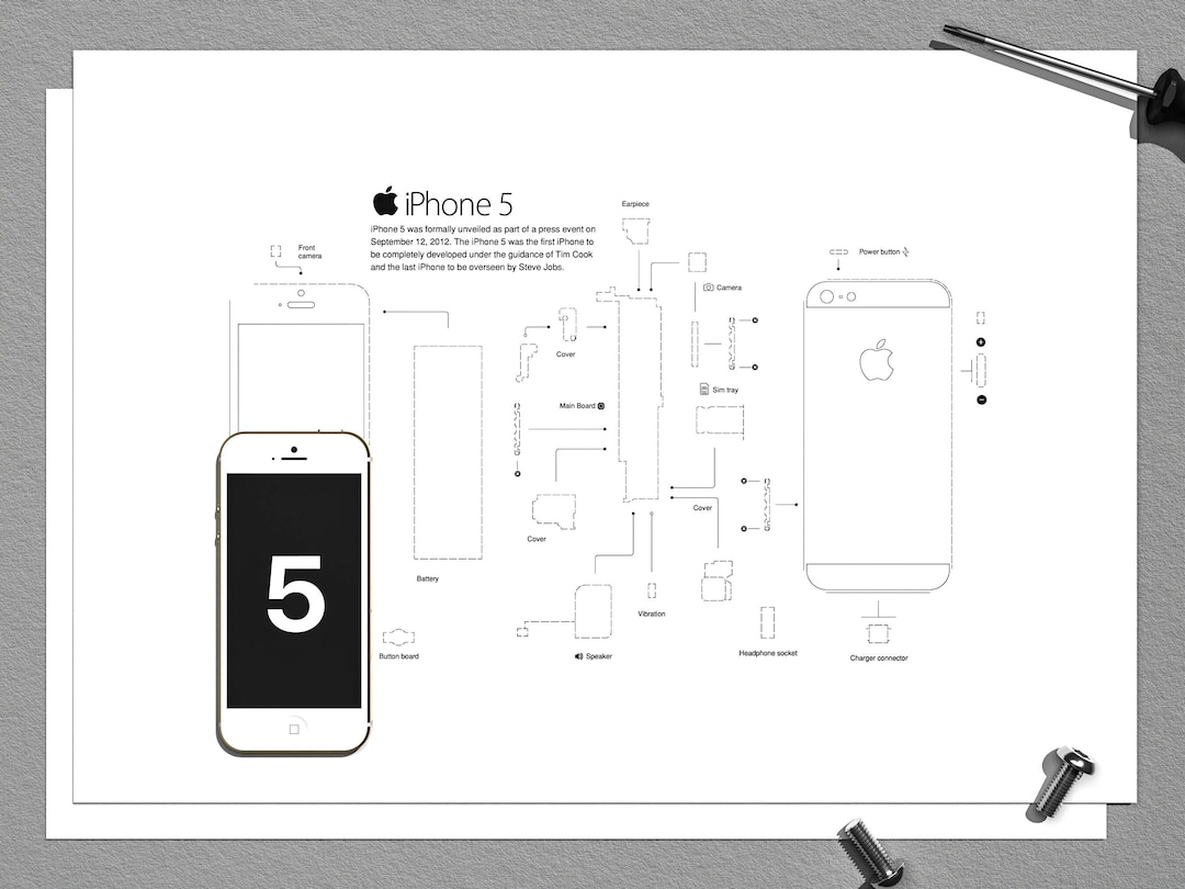 IPhone 5 Teardown Template, iPhone Teardown, Framed Iphone, iPhone ...