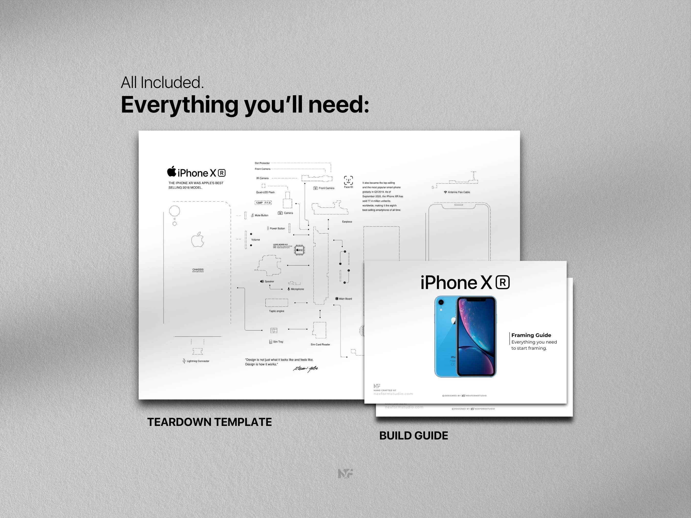 IPhone XR Teardown Template, iPhone Teardown, Framed iPhone XR, iPhone ...