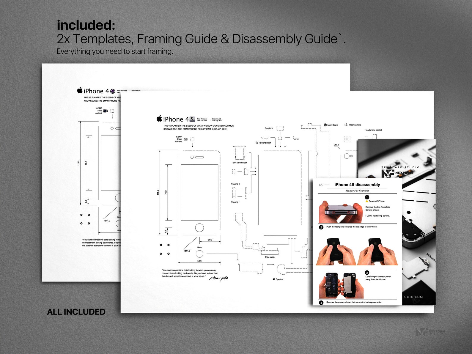 IPhone 4S Teardown Template iPhone Teardown Framed iPhone - Etsy UK