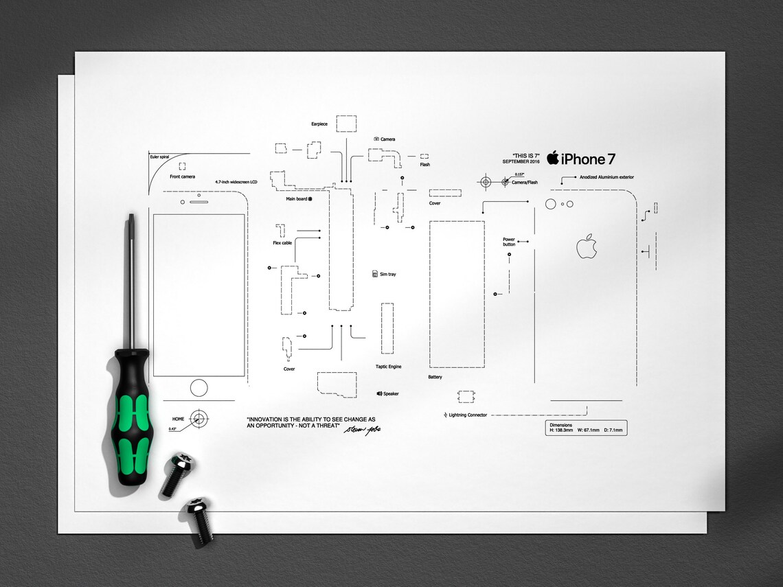 IPhone 7 Teardown Template, iPhone Teardown Template, Framed Iphone ...