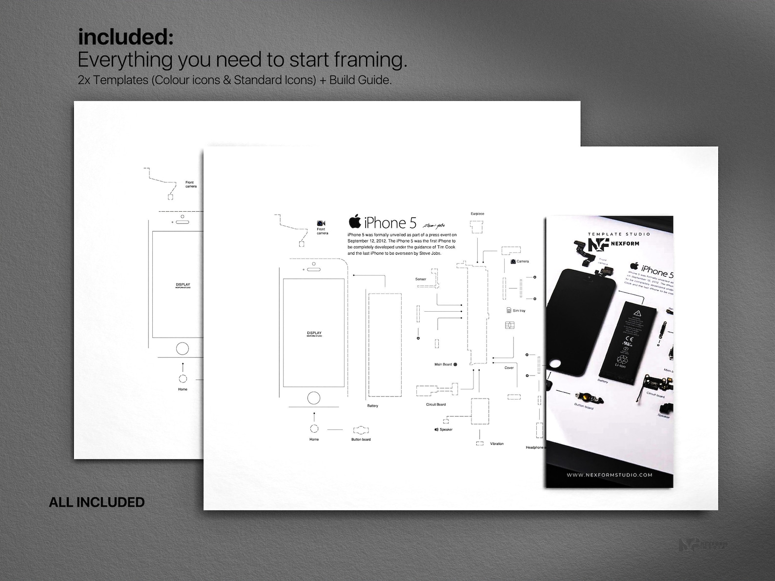 Iphone 5 Teardown Template Iphone Teardown Framed Iphone - Etsy UK