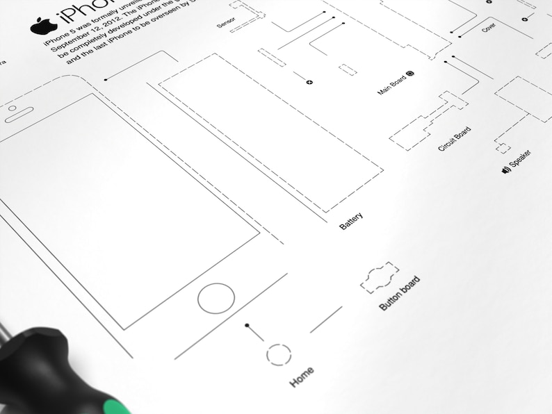IPhone 5 Teardown Template, iPhone Teardown, Framed Iphone, iPhone ...