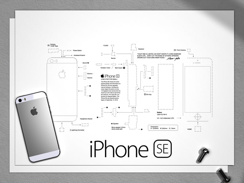 Iphone SE Frame Template Iphone Teardown Framed Iphone - Etsy