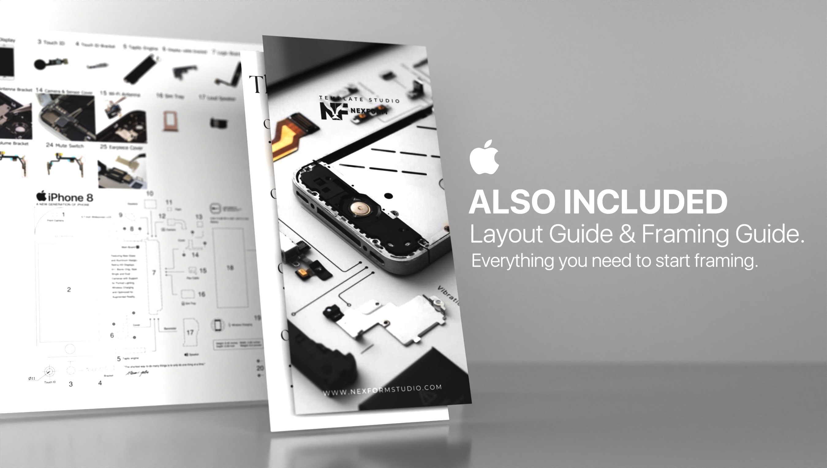 IPhone 8 Teardown Template, iPhone Teardown, Framed iPhone 8, iPhone ...