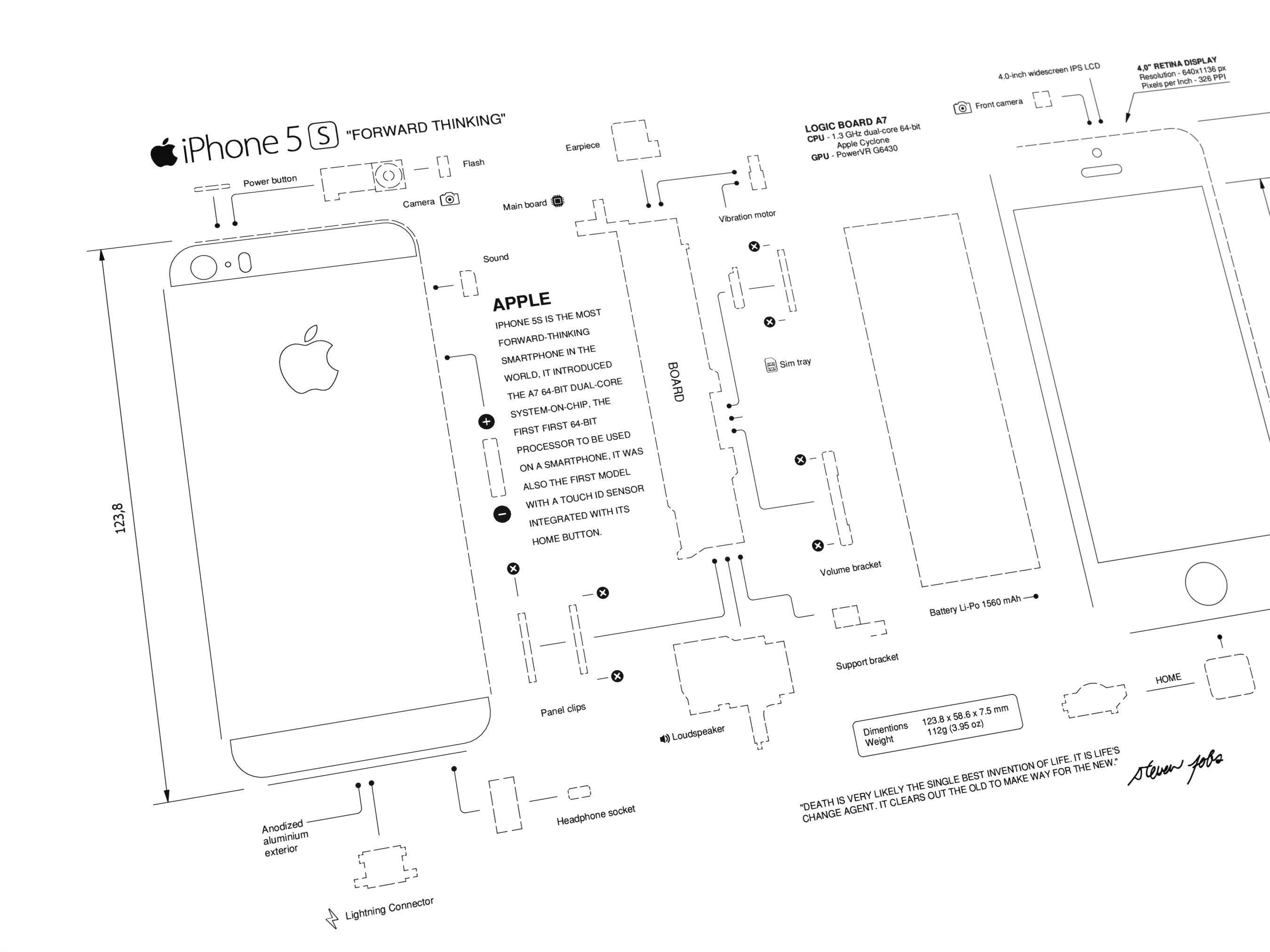 IPhone 5S Teardown Template | A3 | iPhone Frame Template, Framed Iphone ...