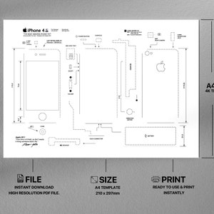 A4 iPhone 4S Frame Template, iPhone Template, Framed Iphone, A4 iPhone ...