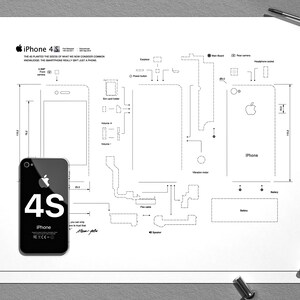 IPhone 4S Teardown Template iPhone Teardown Framed iPhone - Etsy UK